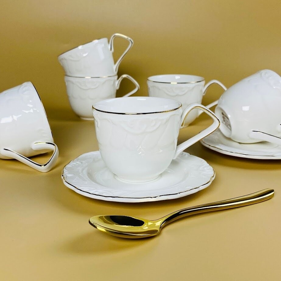 Кофейный набор 12 предметов 140 мл крокус золото