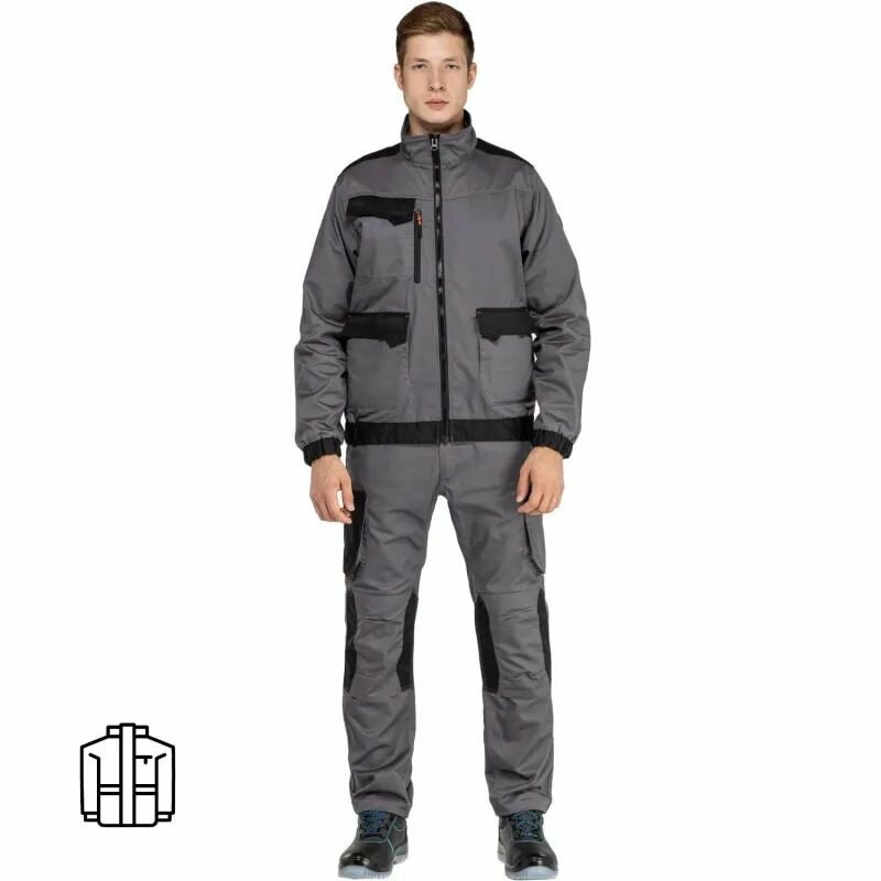 Куртка рабочая КНР летняя, мужская, MACH2, серая, оранжевая, р S