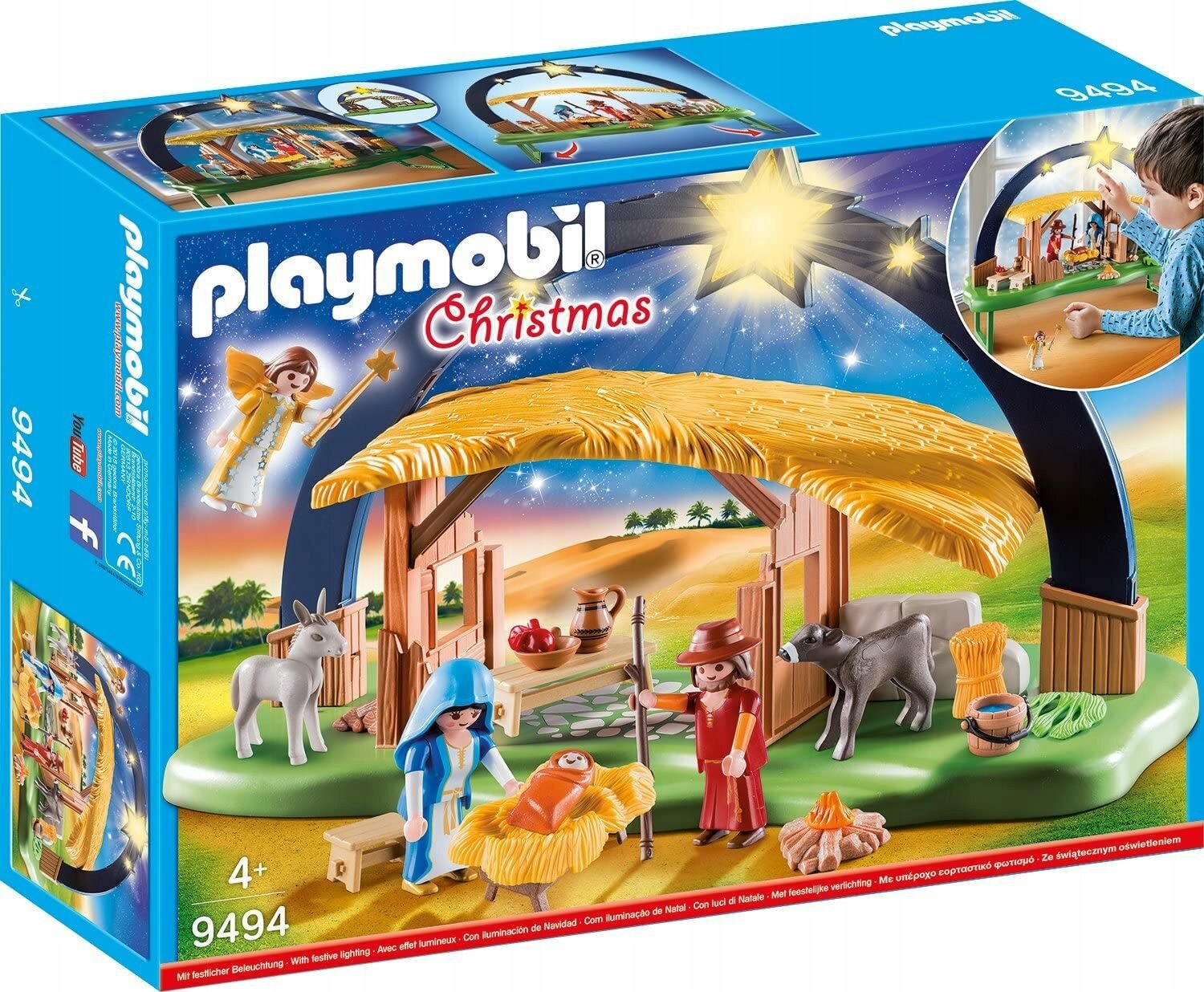 Конструктор Playmobil CHRISTMAS - Рождественский вертеп с огнями - Плеймобиль 9494