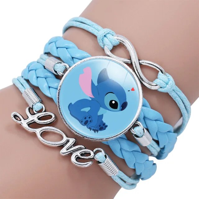 Браслет Disney Stitch с изображением персонажей мультфильма «Лило и Стич», аниме-фигурок, милый подарок на запястье для детей, игрушки для девочек, подарок на рождественскую вечеринку,