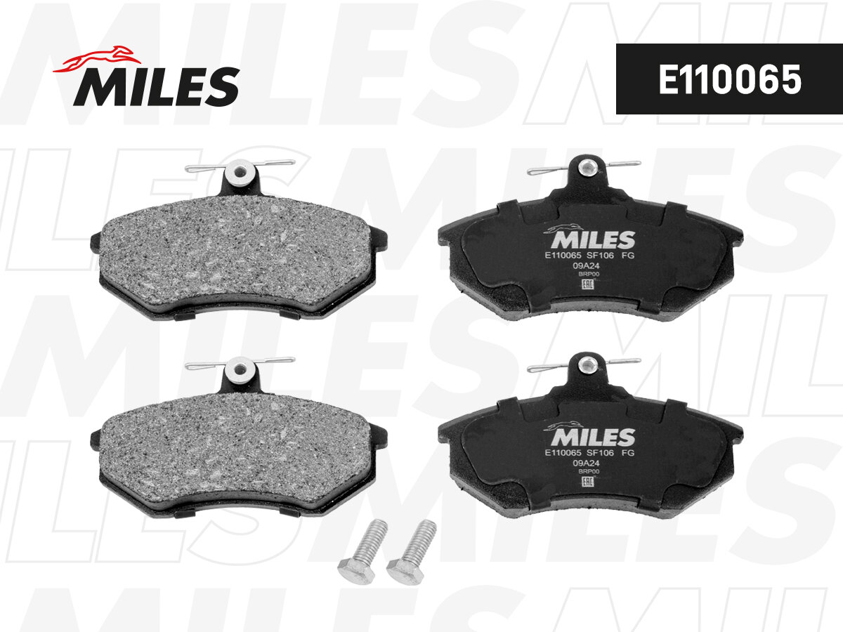 MILES Колодки тормозные передние (без датчика + болты) (Смесь Semi-Metallic) AUDI 80/VW GOLF III/PASSAT/VENTO/CHERY AMULET/TIGGO (TRW GDB430) E110065