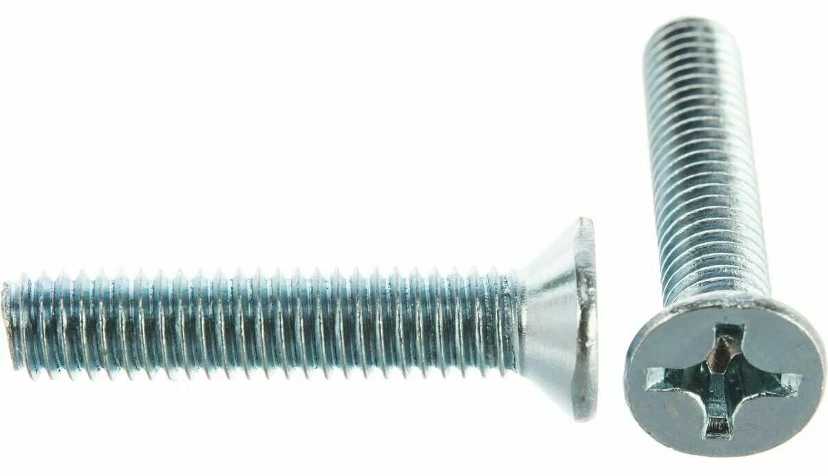Винт мебельный DIN965 М6х30 (100шт) кл 5,8 цинк (потай, шлиц Ph) SteelRex, А12693