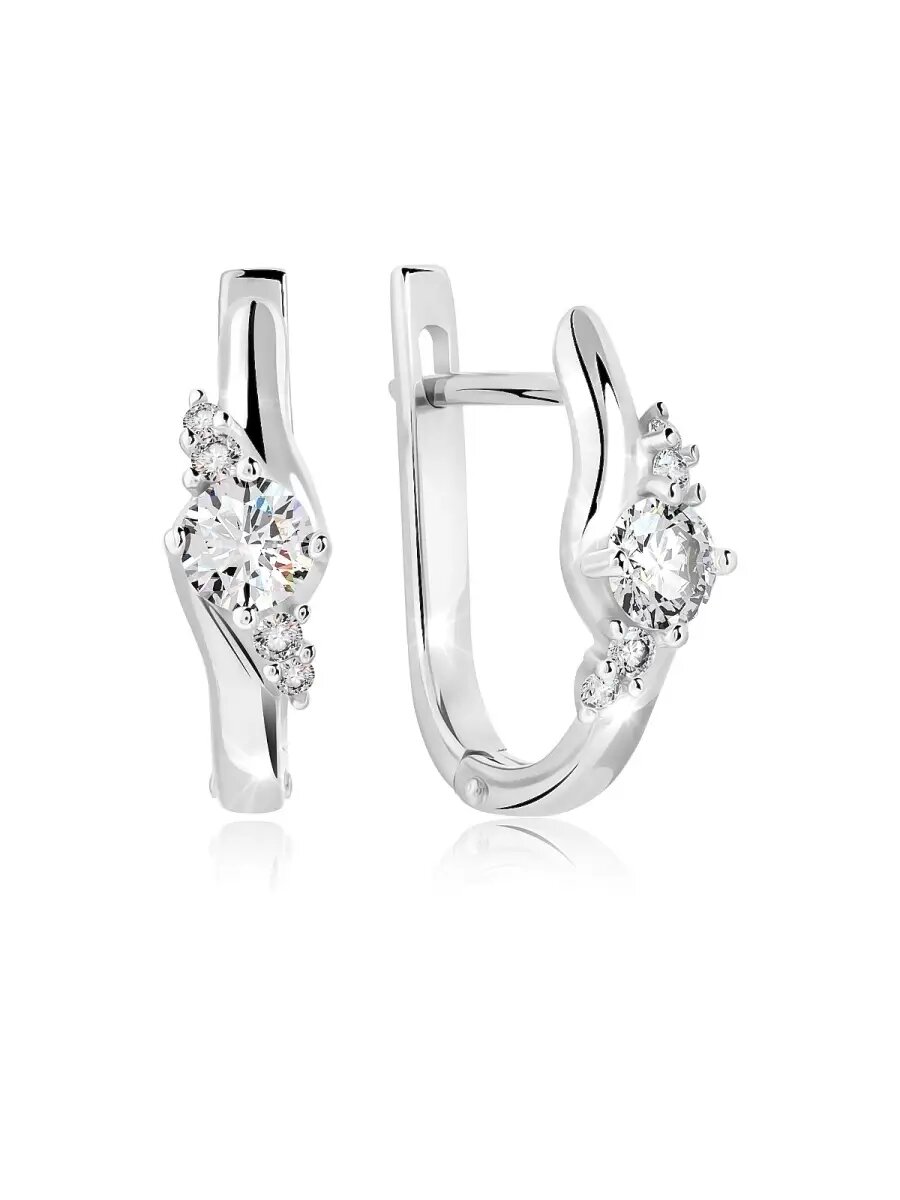 Серьги, серебро, 925 проба, фианит