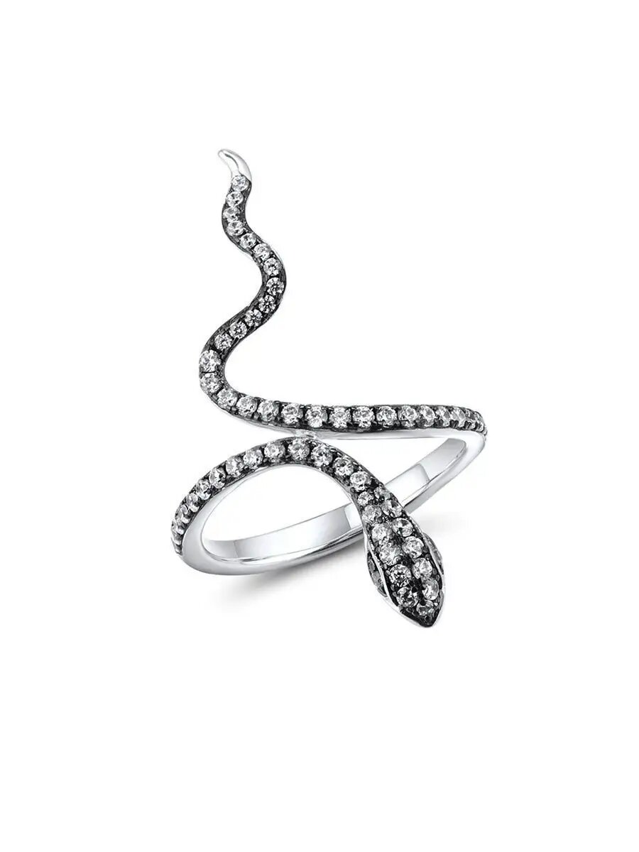 Кольцо широкое, разъемное, серебро, 925 проба, родирование, циркон