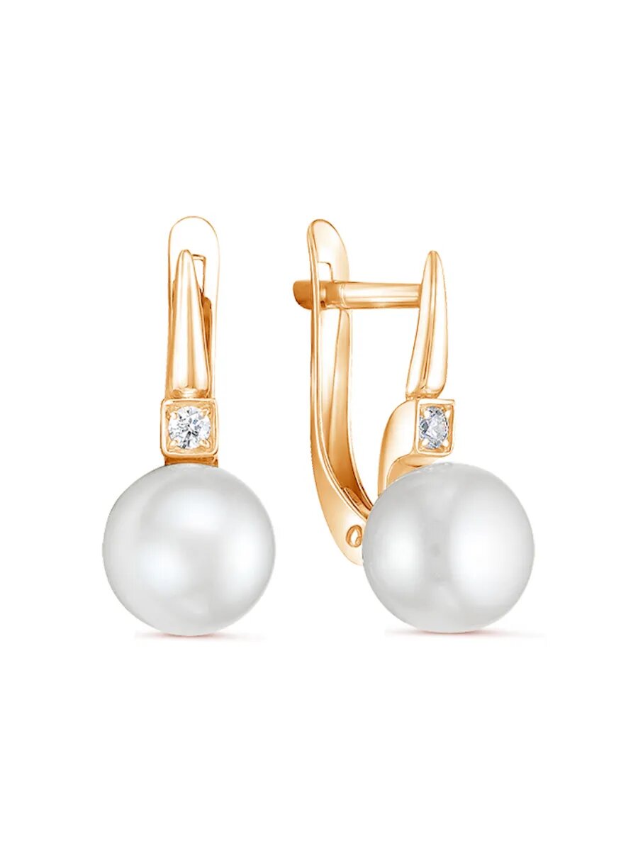 Серьги, серебро, 925 проба, золочение, жемчуг культивированный