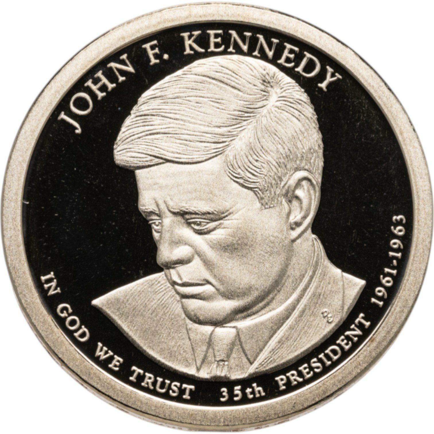 США 1 доллар dollar 2015 S "35-й президент США - Джон Кеннеди", знак монетного двора: "S" - Сан-Франциско, Латунь, в сохранности Proof
