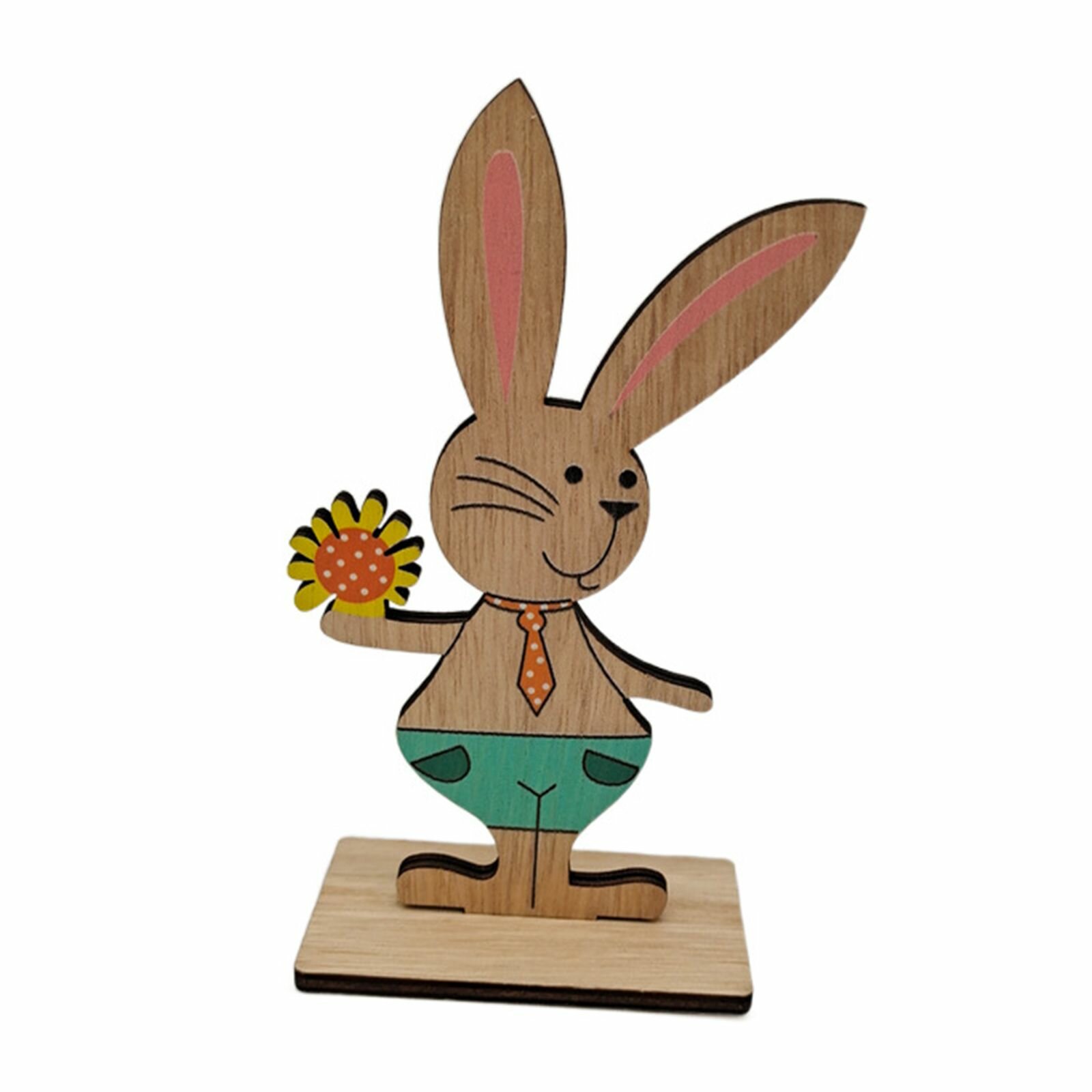 Деревянный пасхальный орнамент Деревянные поделки из яиц с кроликами и цветами для рабочего стола