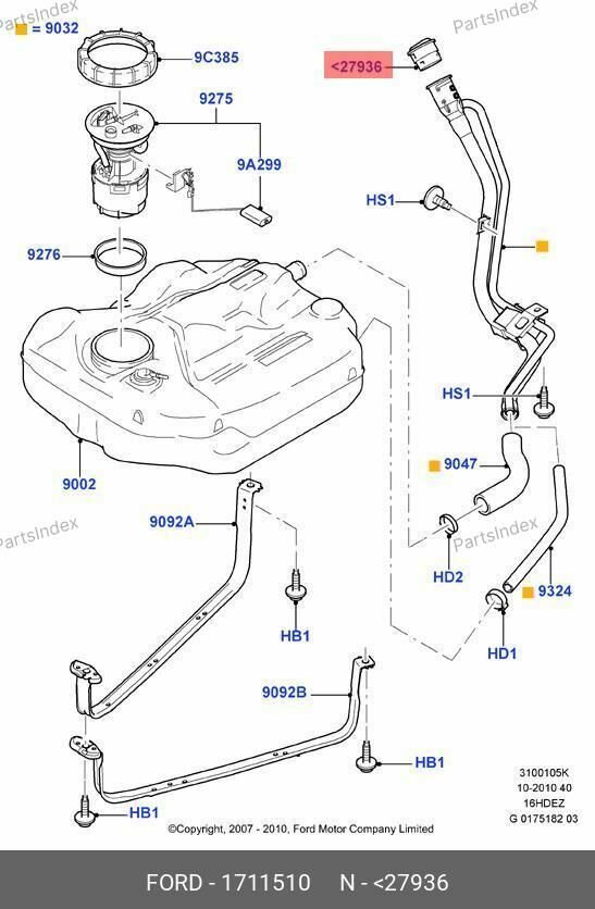 Клапан заливной горловины топливного бака, FORD 1711510