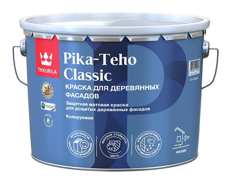 Краска акрилатная фасадная TIKKURILA Pika-Teho Classic, база С, 9 л, бесцветная, арт. 700014064
