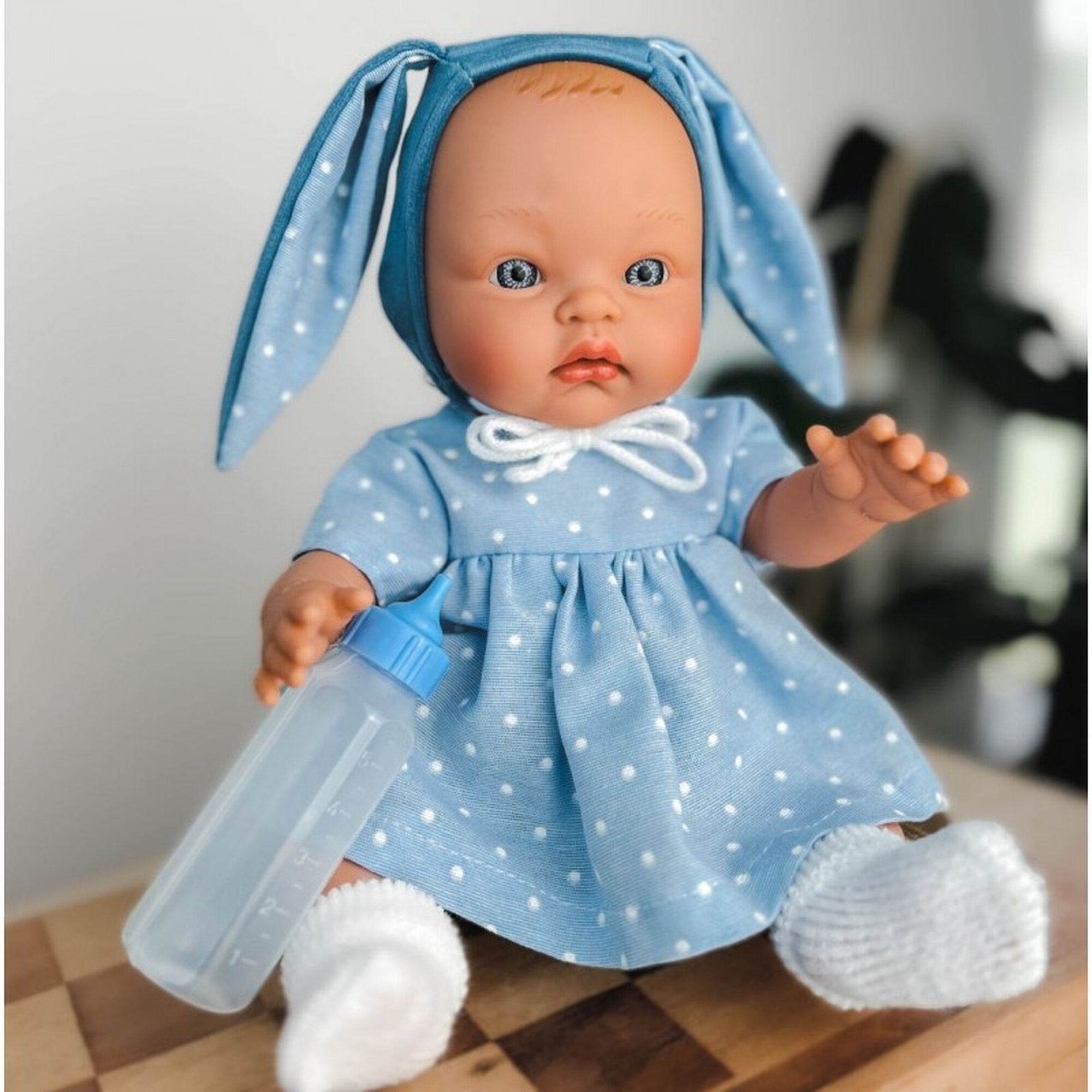 Кукла ASI Alex "Зайчик" 0526060, с бутылочкой, виниловая, 36см