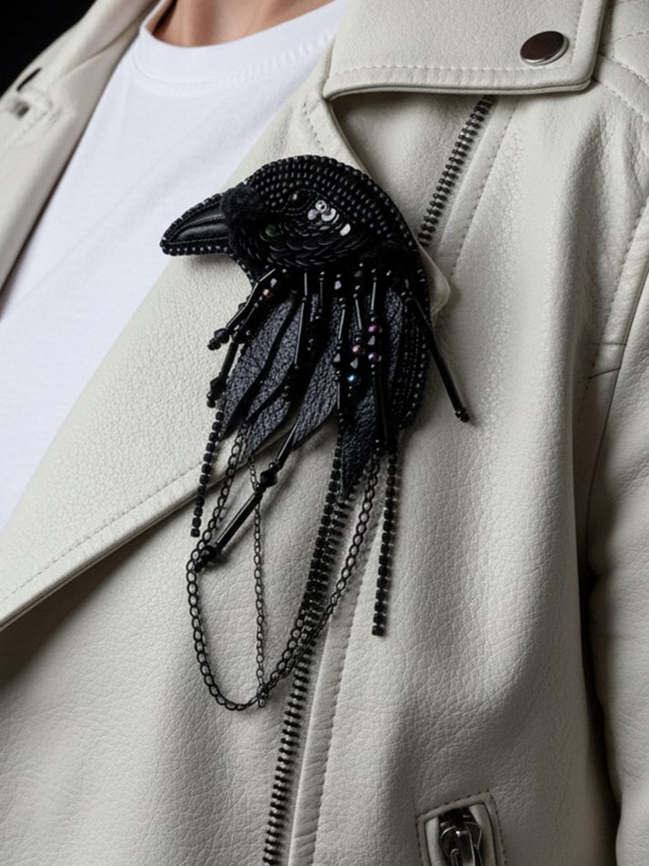 Брошь, металл, стразы, кристалл