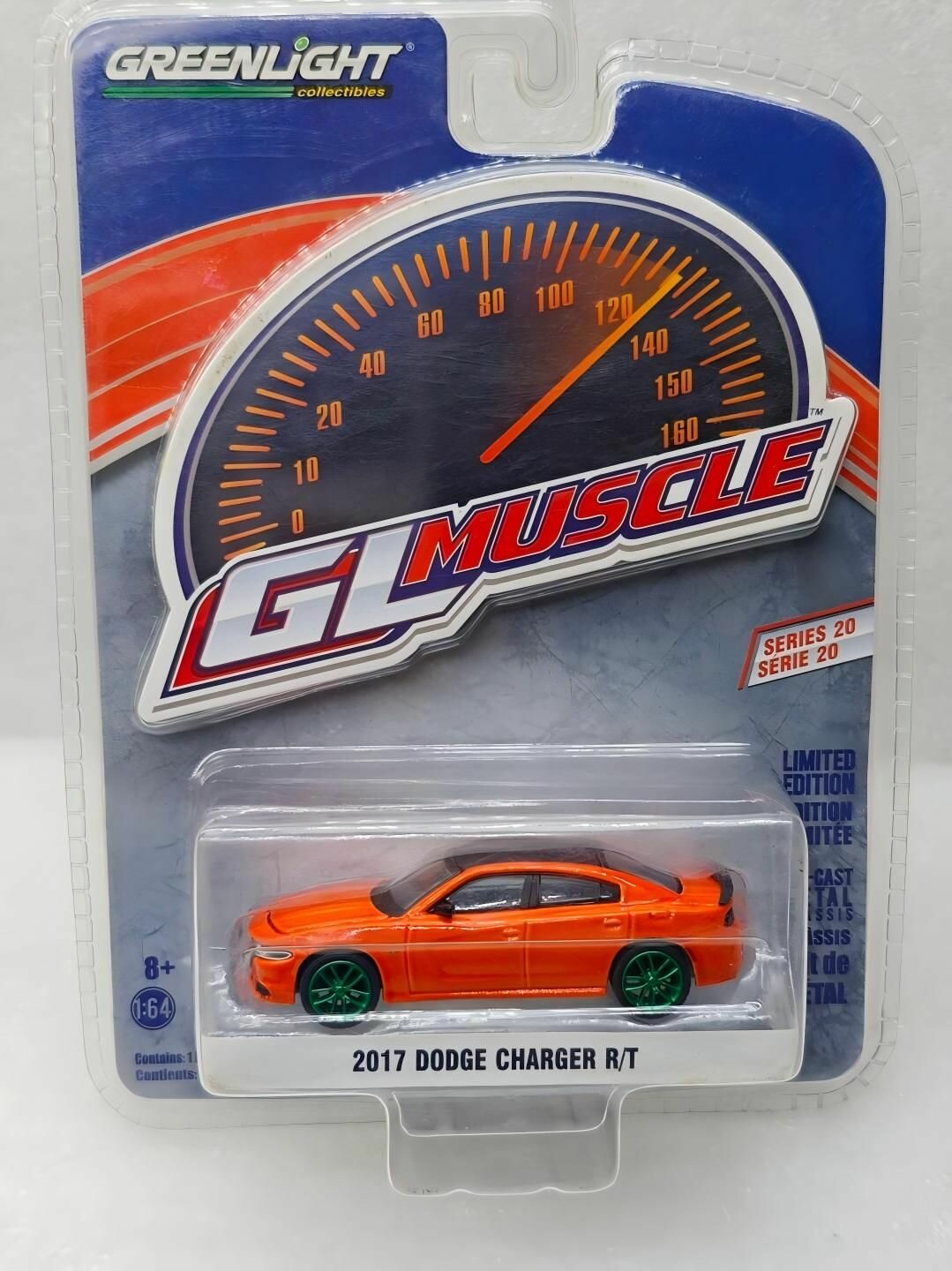 Машинка GreenLight 1/64 2017 Dodge Charger R/T Go Mango Orange Green machine Special Die-cast Alloy Car Model Collection Toy Gift
