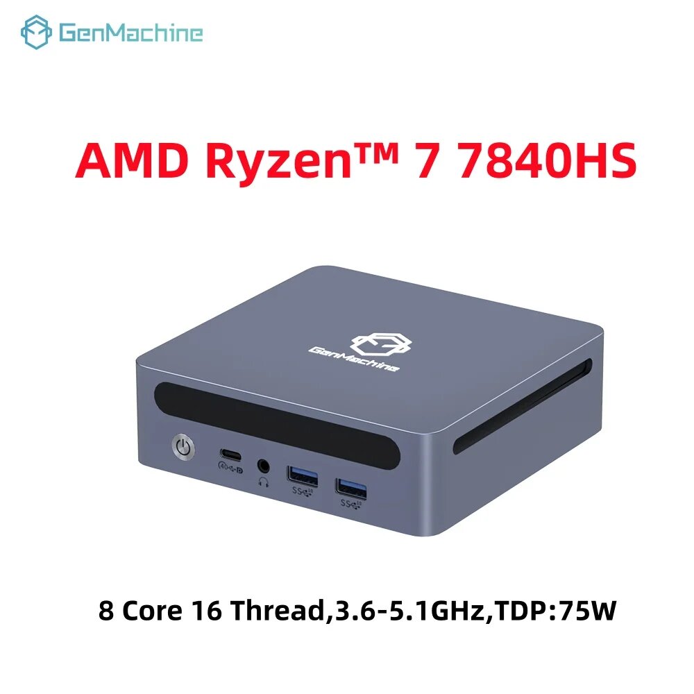 GenMachine Мини-ПК R9 7940HS ES для дома 7840HS 32G 6400Mhz