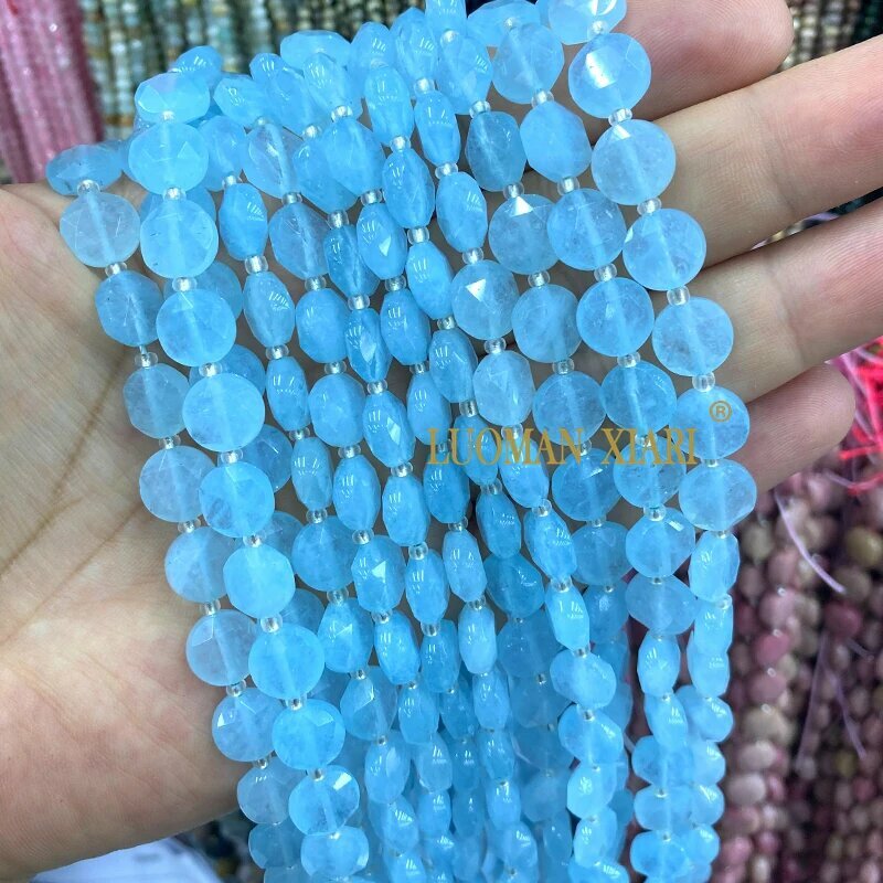 Рубиново-красные бусины из халцедона LUOMAN XIARI 1pack 9-10pcs, aquamarine color