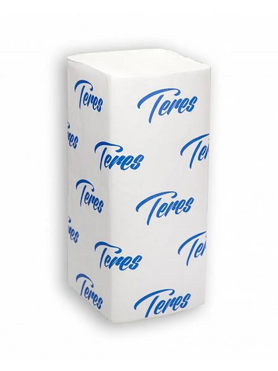 Полотенца бумажные терес стандарт, 1 слойное, V(ZZ)-сложение, 23х22 см, 200 л, белые