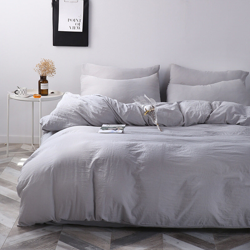 [Односпальный пододеяльник] Однотонный пододеяльник из стираного хлопка (односпальный), двуспальный/односпальный,110*150cm