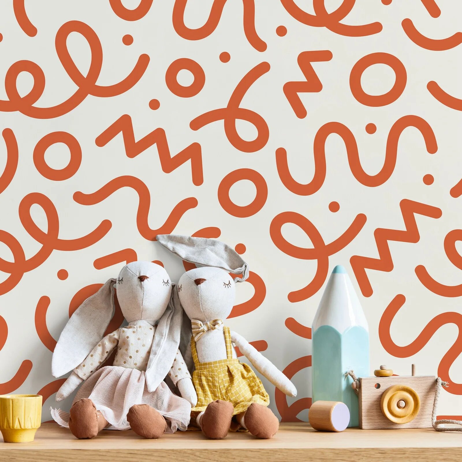 Красные бумажные обои Pixel&Wall