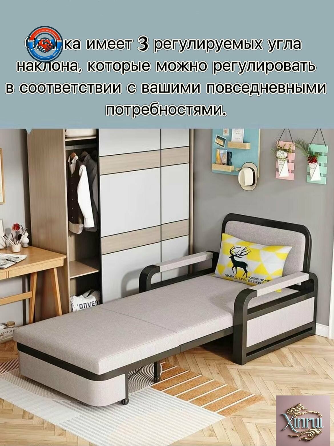 Диван-кровать трансформер с выкатным механизмом, 82х78х85 см, темно-серый, кресло-кровать для ежедневного сна и отдыха, компактная раскладушка с ящиком для белья