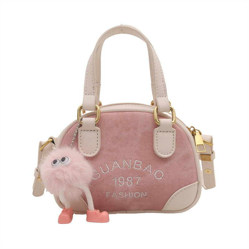 Trendy pu мини сумка через плечо для детей с дышащим дизайном милая джинсовая писанная сумка розовая