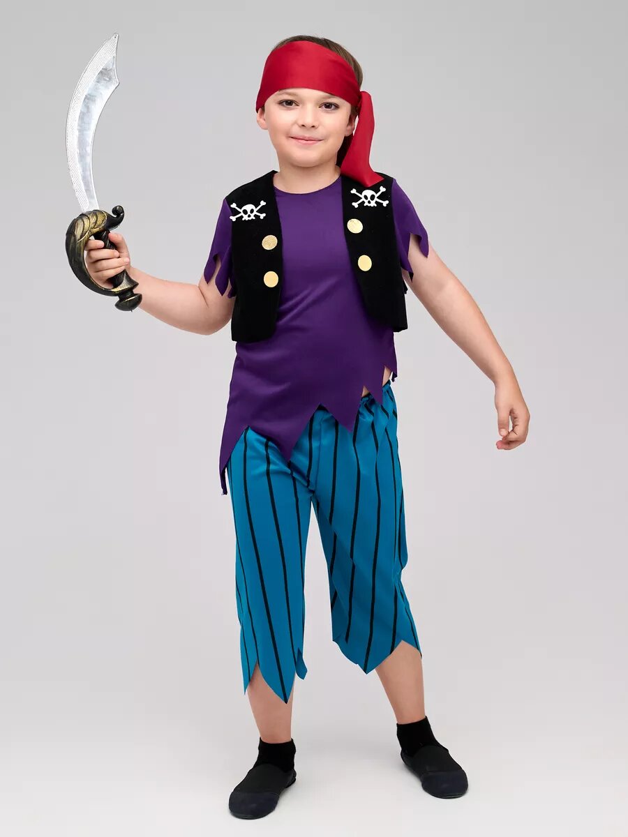 Карнавальный костюм пирата, фиолетовый, XXSJun (158 см)