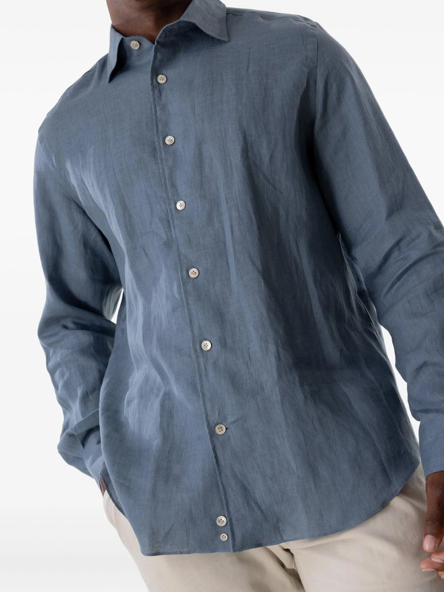 Рубашка Eleventy Long-sleeve button-down shirt, размер L, синий — фото 1