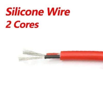 Красный или черный гибкий силиконовый кабель 2/3/4/6 жил Square 0.3mm, Red x 2 Cores, 2 meters