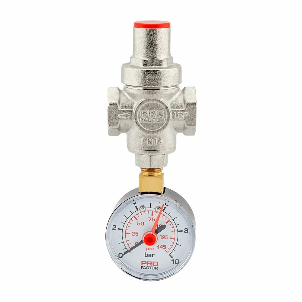 Редуктор давления PROFACTOR поршневой, c манометром 1/2" PF PRV 251.15G