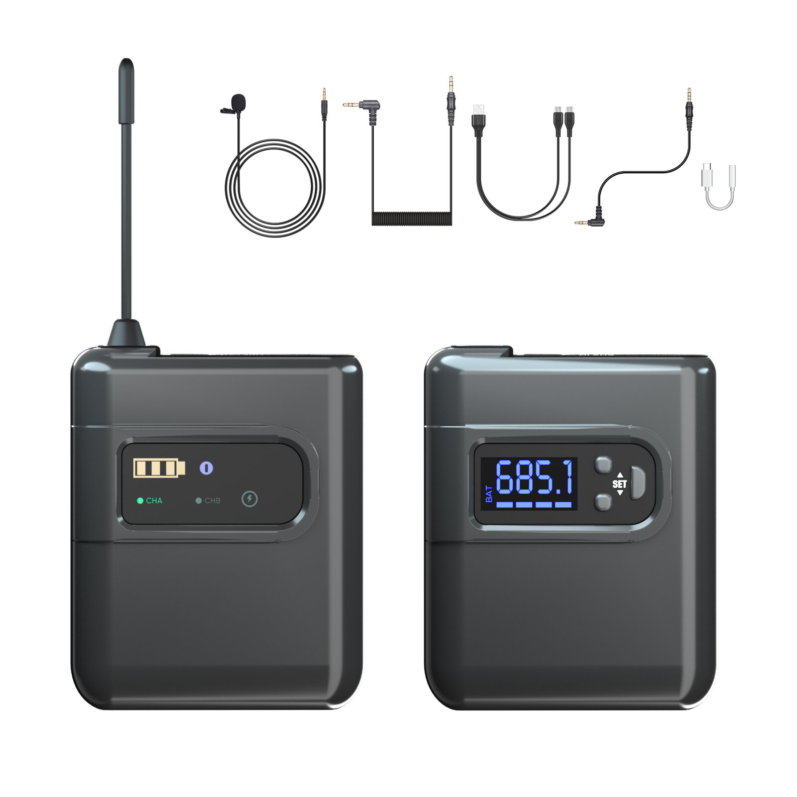 Беспроводная лавальная микрофонная система с передатчиком и приемником, всесторонний микрофон накладной, совместимый с фотоаппаратами DSLR, ноутбуками, ПК, смартфонами, планшетами для интервью, записи, конференций, онлайн-занятий, модель L05A/L05B, 1