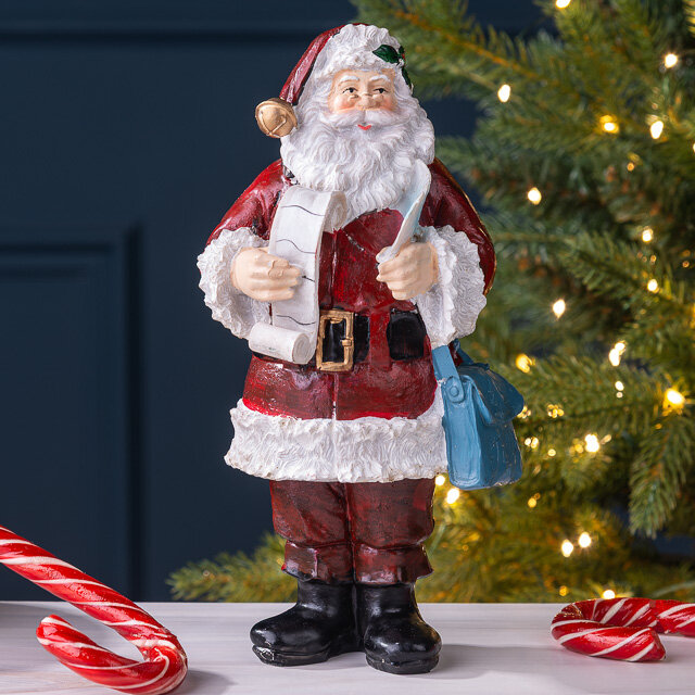 Новогодняя фигурка Санта Клаус со свитком 20 см, Due Esse Christmas (Ду Эссе Кристмас), XNA16003431-2
