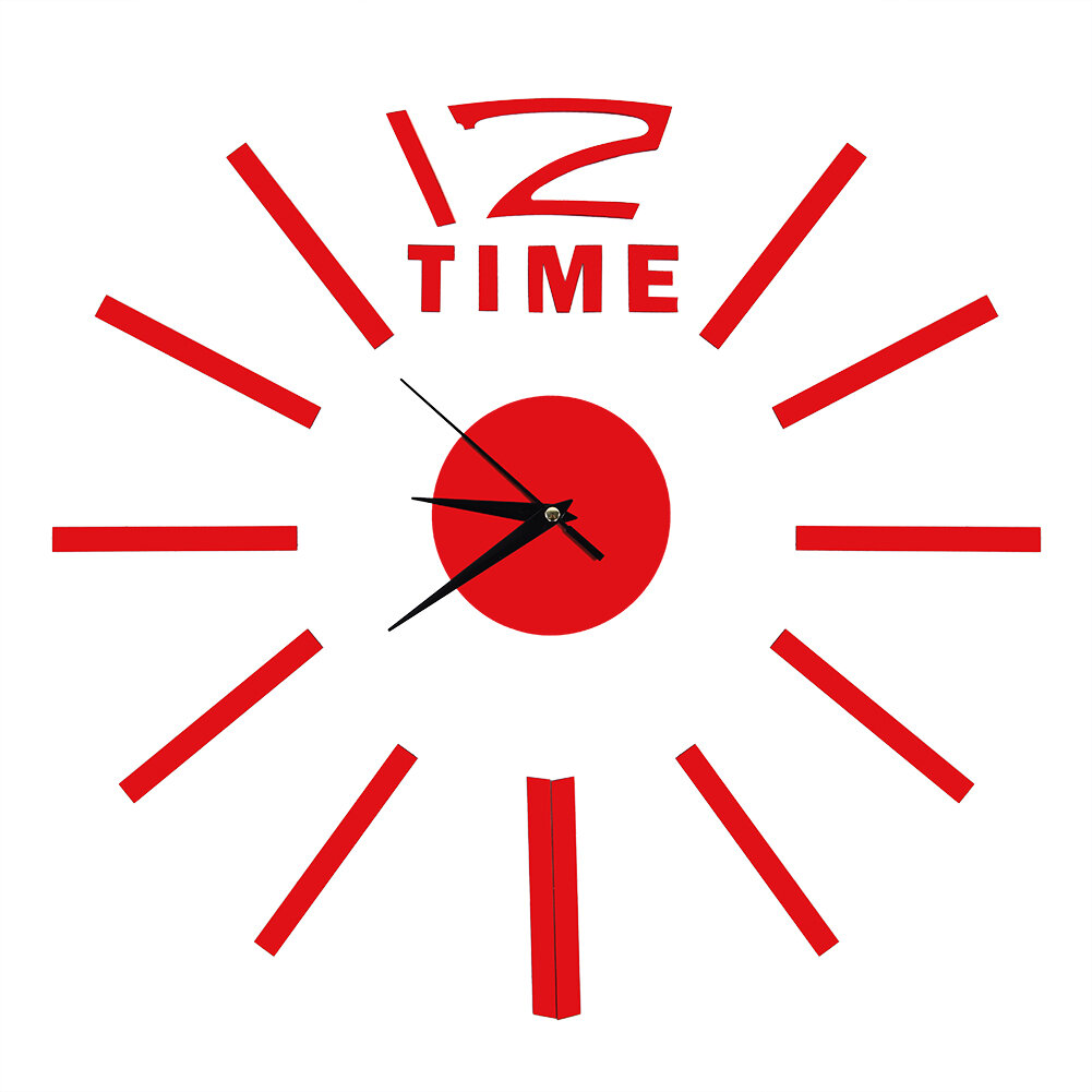 Настенные часы 3D наклейка Большие часы Декор DIY Стена Современный домашний офис Декор комнаты (красный)