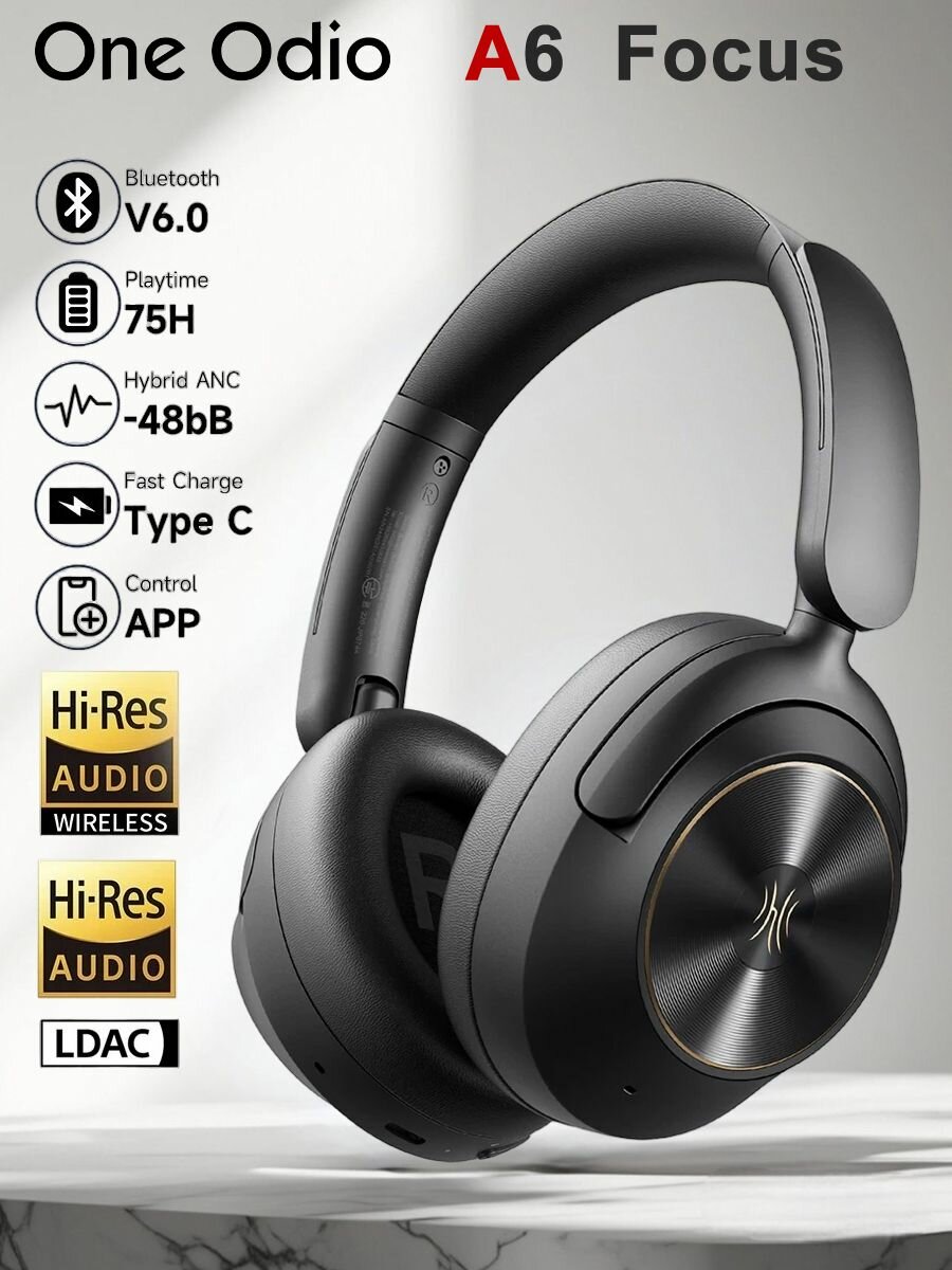 Наушники Oneodio A6 ANC, LDAC беспроводные Bluetooth с шумоподавлением
