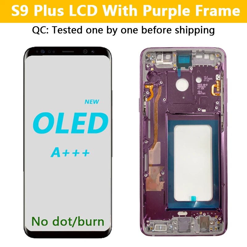 OLED-дисплей Super AMOLED для Samsung Galaxy S9 Plus G965 g965f G9650 S9 + ЖК-дисплей с рамкой, замена дигитайзера сенсорного экрана OLED Purple Frame