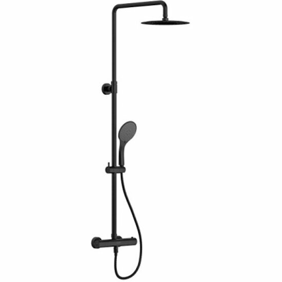 Душевая система Cersanit BRASKO BLACK (смеситель термостатический) 3 режима шланг 150 металл черный