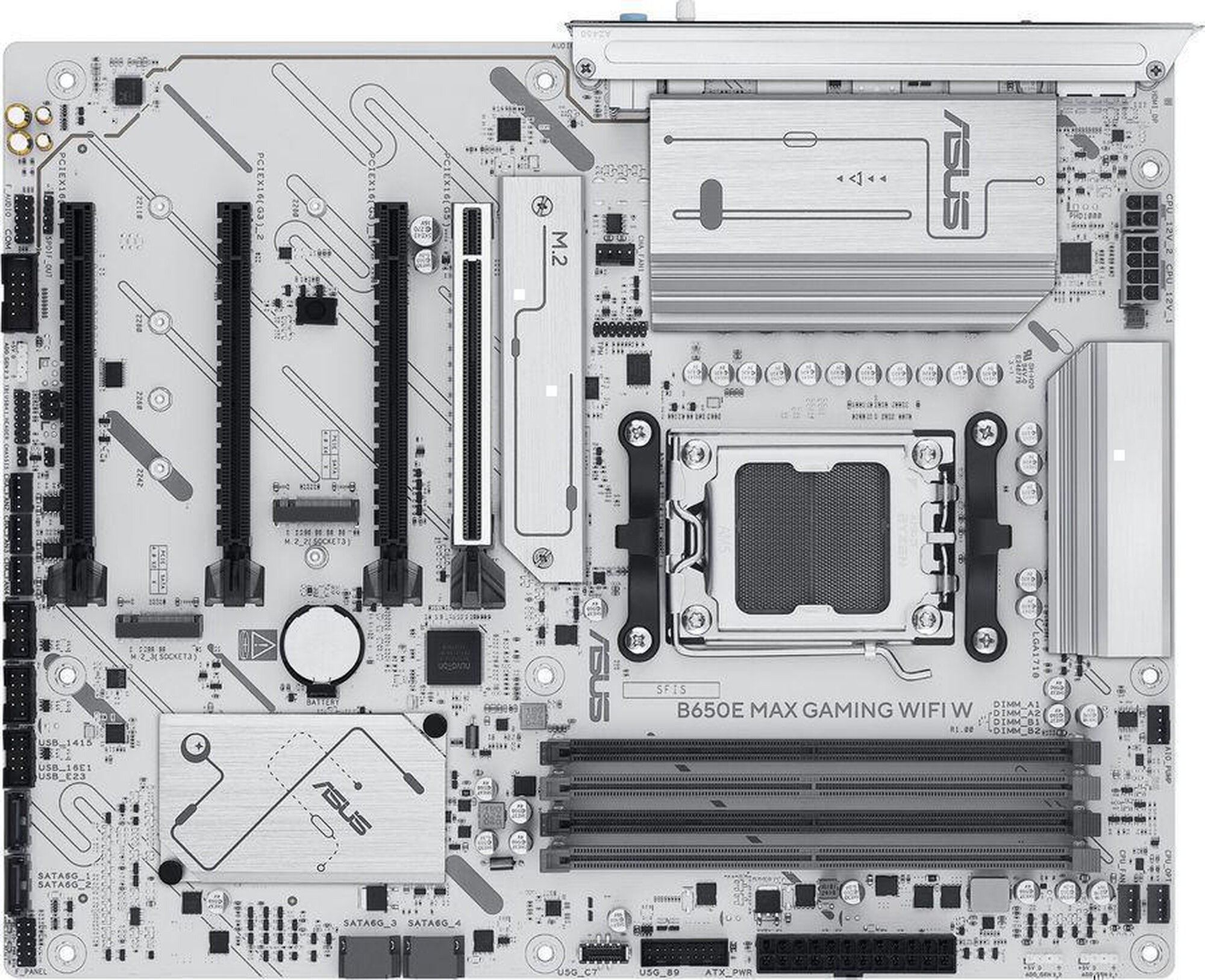 Материнская плата ASUS B650E MAX GAMING WIFI W (AM5/AMD B650E/4xDDR5/4xPCI-Ex16/3xM.2/SB/Wi-Fi/BT/HDMI/DisplayPort/ATX)