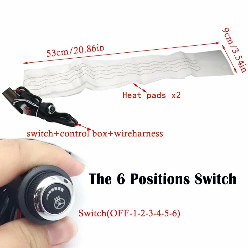 Универсальный комплект рулевого колеса с подогревом 12 В, чехлы на руль с 6 Positions Switch