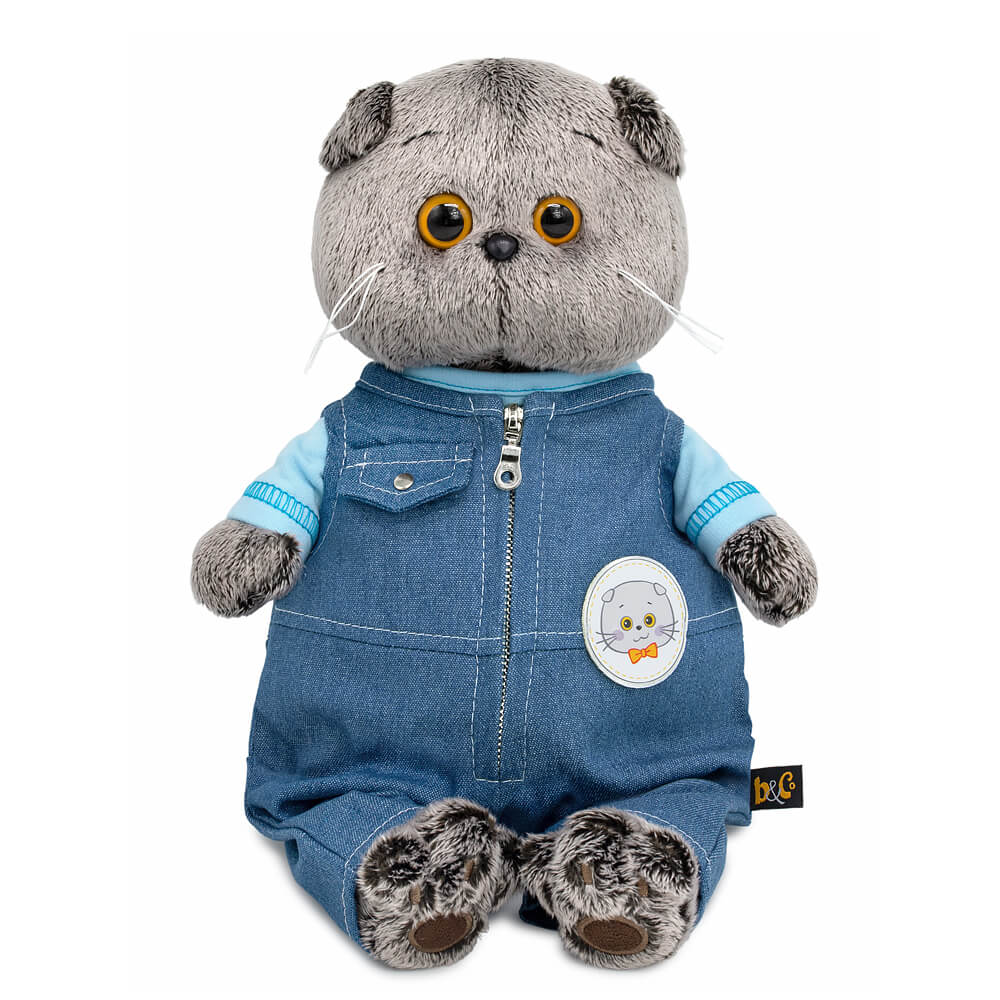 Мягкая игрушка Budi Basa Кот Басик в комбинезоне "Деним"