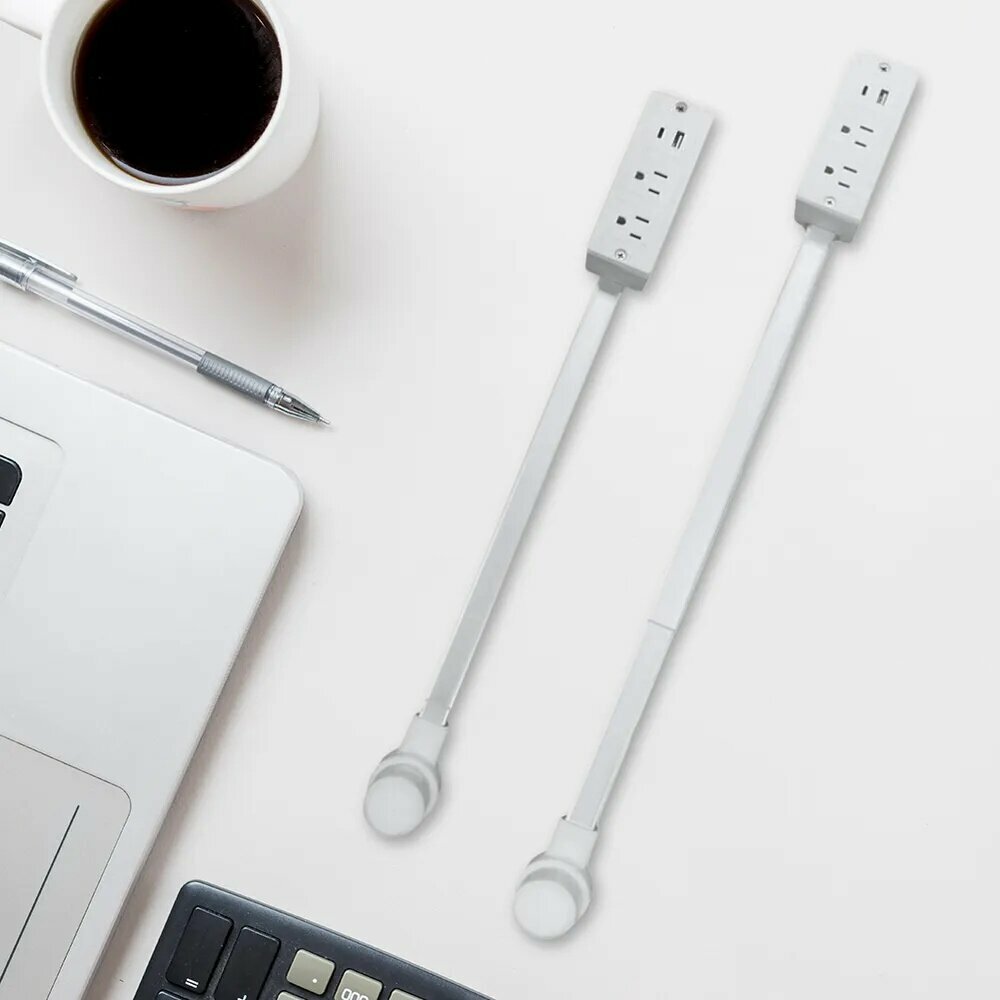 Розетка с регулируемым поворотным дизайном, двойные AC-разъемы + USB-A/USB-C порты, встроенная подставка для телефона