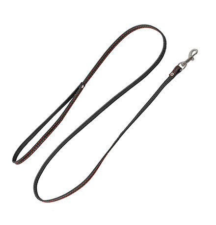 Поводок Хоумпет для собак Кожаный простроченный Черный 25 мм х 120 см