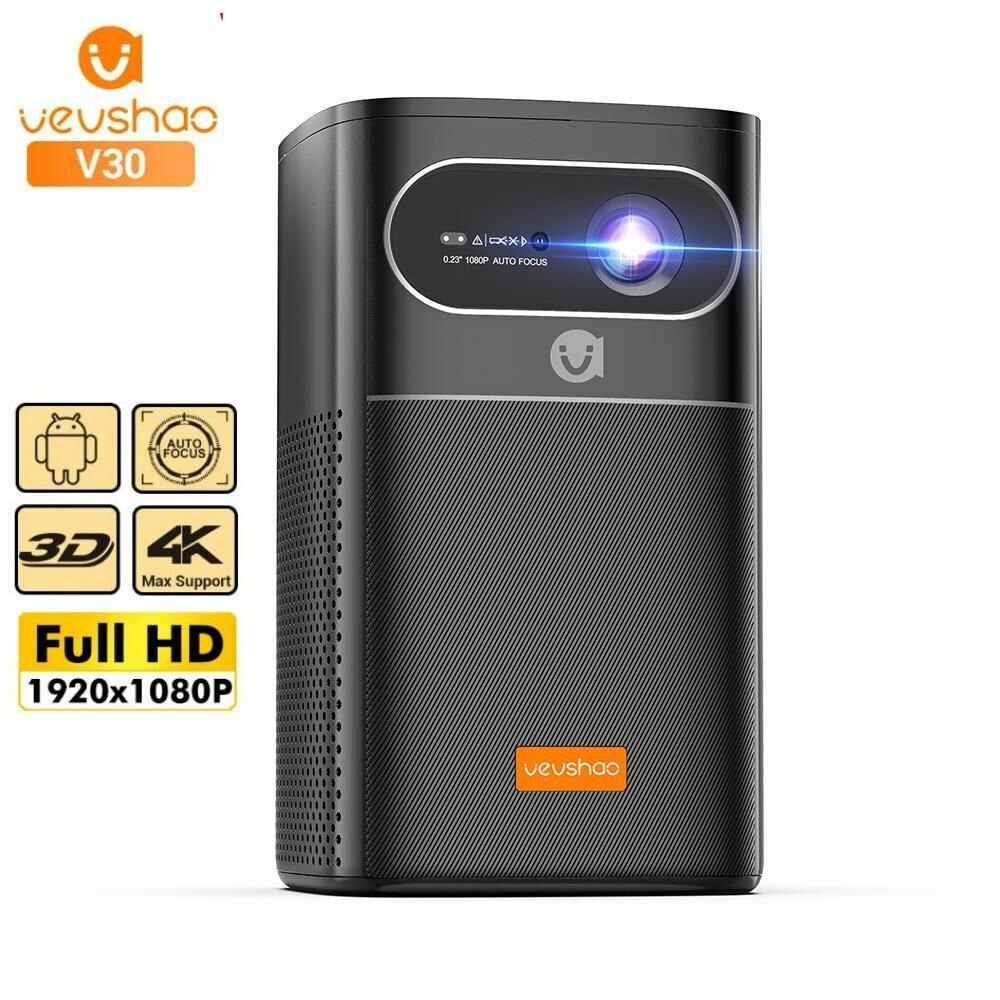 VEVSHAO DLP 3D 1920x1080 проектора V30 Мини-умный android WIFI-проектор с аккумулятором 1080p