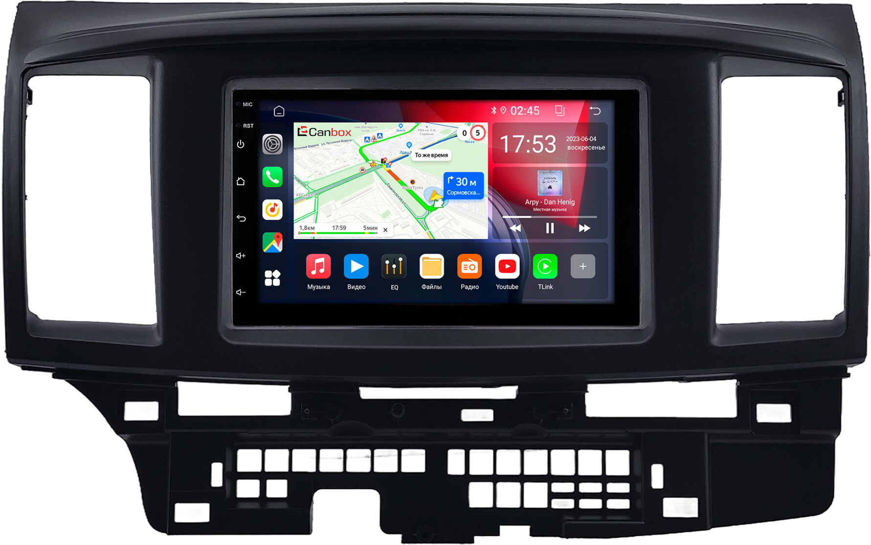 Магнитола в штатное место 2 din Mitsubishi Lancer X 2007-2018 Canbox 4/64 на Android 10 (GTR7-RP-MMLNB-49) (IPS, DSP, CarPlay)