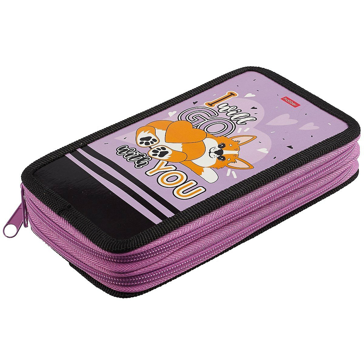 Пенал школьный 2отд. "Милашка Корги" 19*11см, мат. лам. тиснение