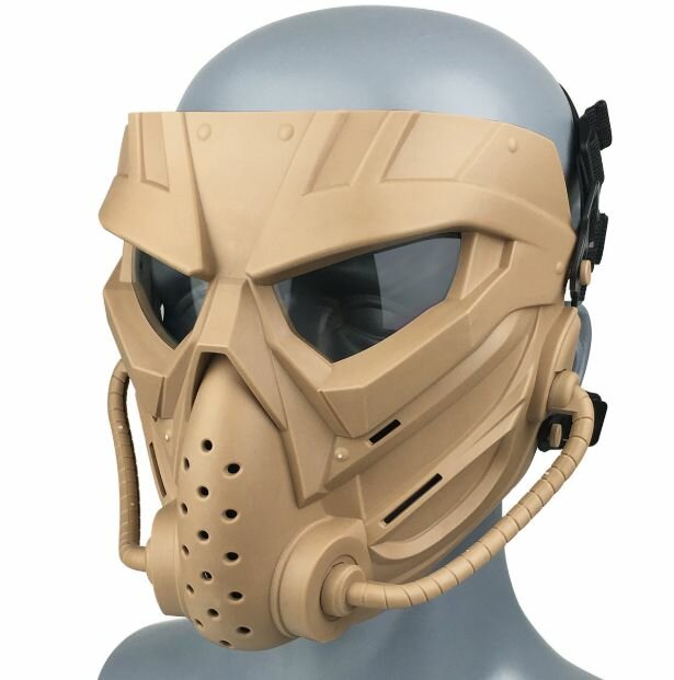 Маска защитная для пейнтбола, орбибола, гидробола прозрачная линза, песочный