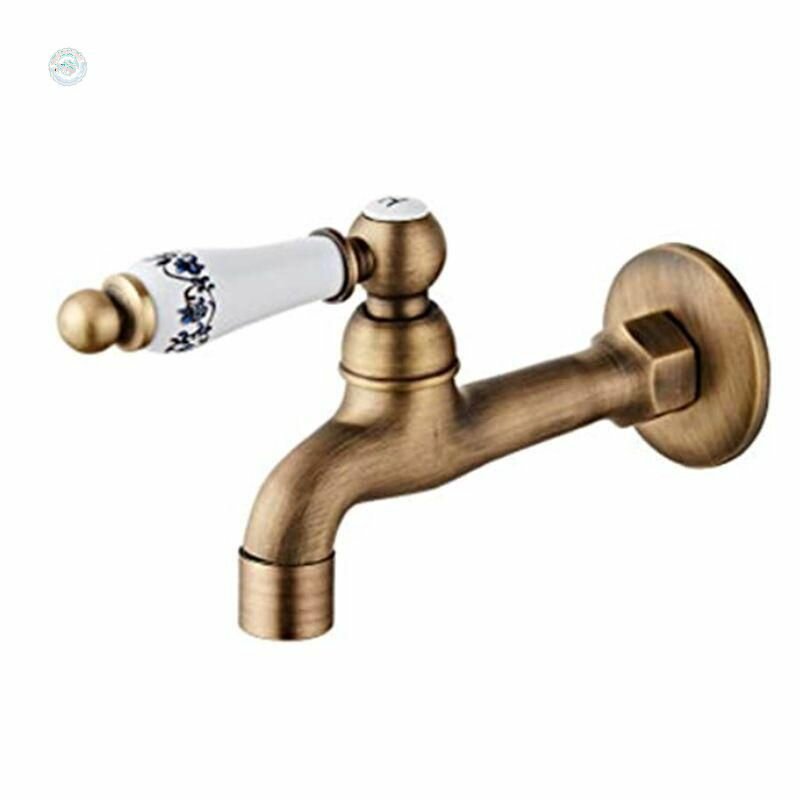 Кран для бани латунный с керамической ручкой, однорычажный настенный смеситель для сауны, хамама, дачи и сада, золотистый декоративный клапан