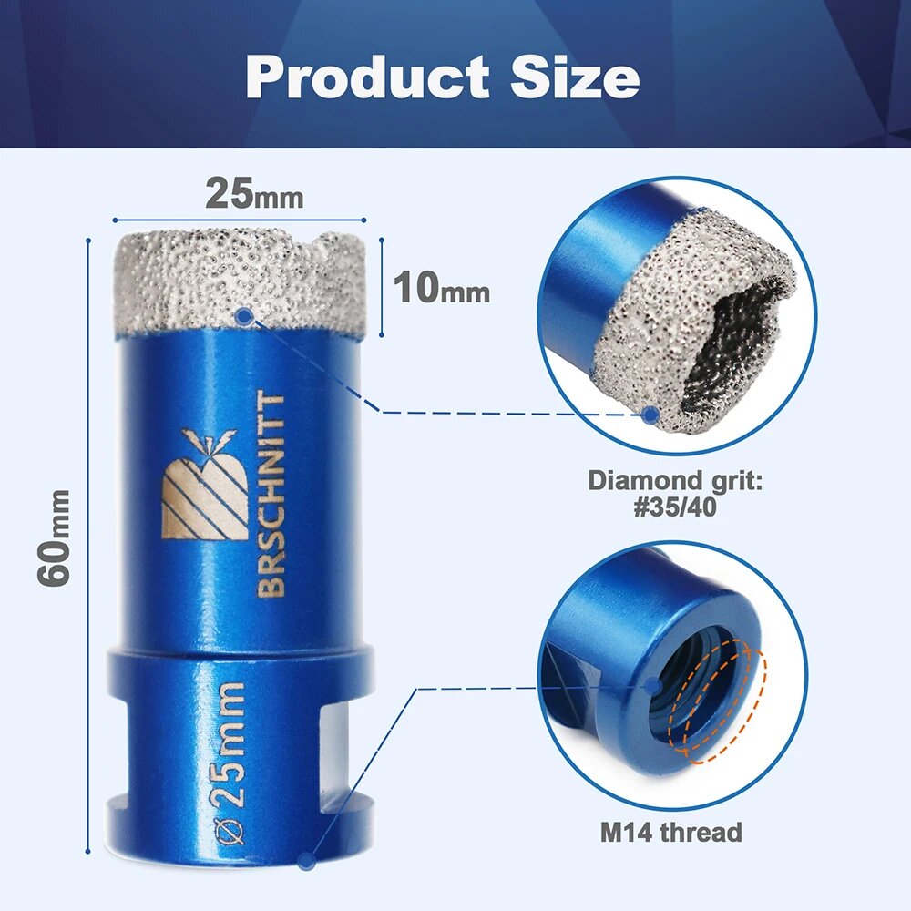 BRSCHNITT Колонковое буровое долото 6-125 мм 1pc, 25mm M14