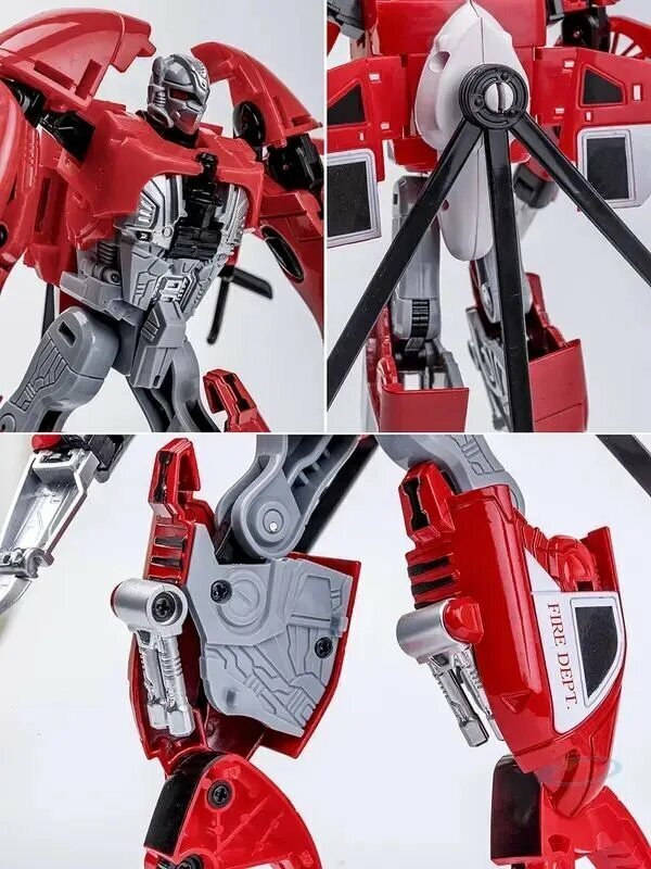 Робот трансформер металлический "Вертолет пожарный" 2 в 1 / подарок мальчику / BAZUMI