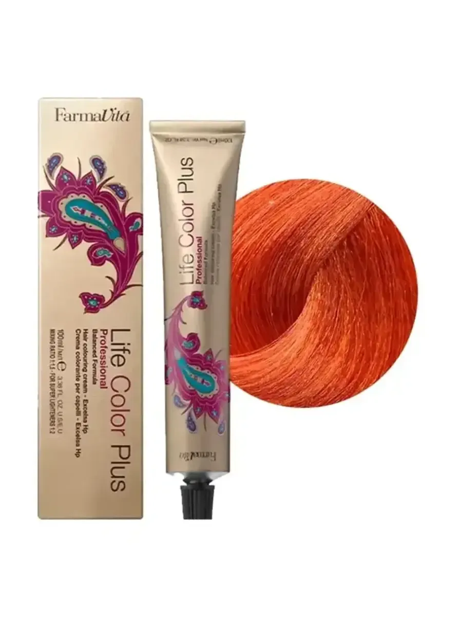 Краска для волос Farmavita Life Color Plus Prof, Перманентный краситель с низким содержанием аммиака, 7.44