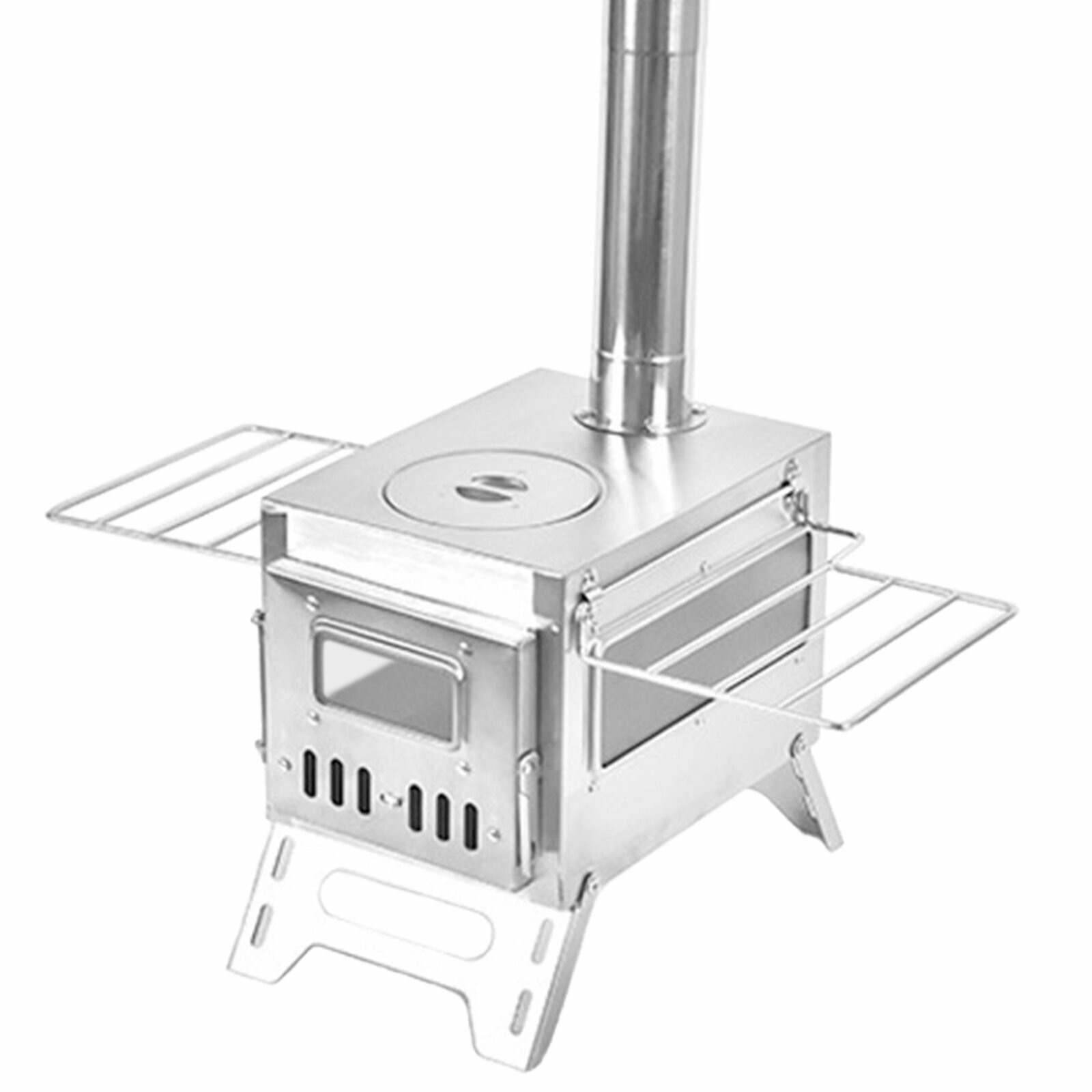 Дровяная печь для кемпинга на открытом воздухе, дровяная печь, складной обогреватель из нержавеющей стали с палаткой, пожарное окно, патио, камин, приготовление пищи на костре, идеально подходит для пикников
