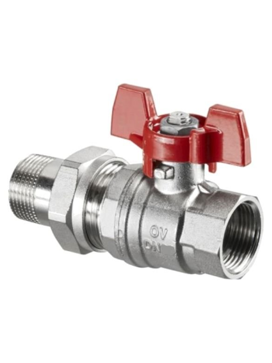 Кран шаровый Oventrop Optibal полнопроходной с американкой, маховик рычаг-бабочка DN 15, 1/2 дюйма ВР-НР (1075804)