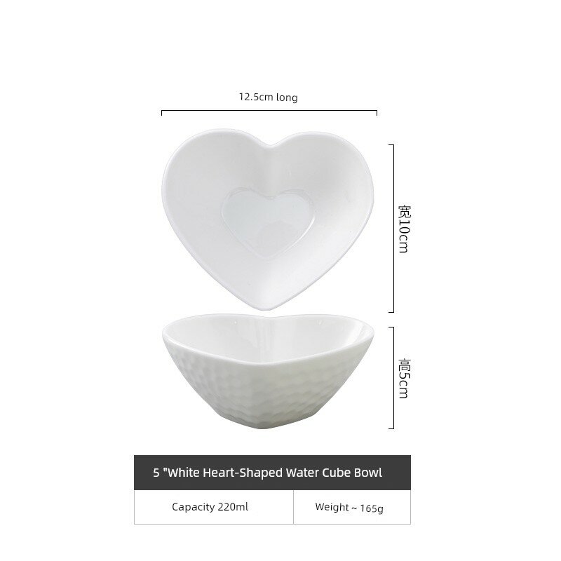 Креативная тарелка-салатница из костяного фарфора Цзиндэчжэнь в форме сердца, белая керамическая, для дома, модная