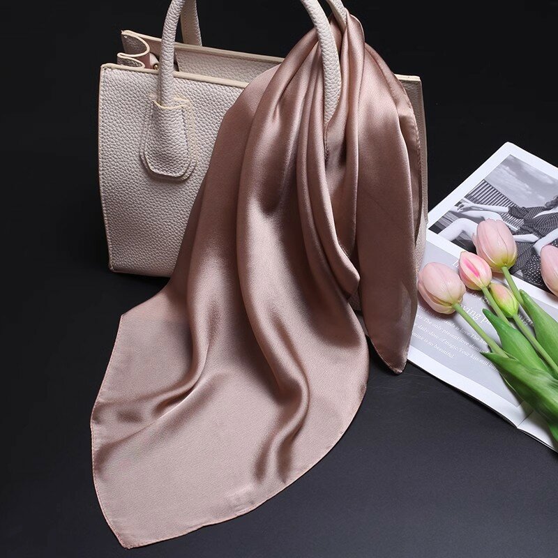 Шелковое полотенце 100% тутовый шелк 1 шт, Хаки, Можно использовать как шарф. 55x55cm